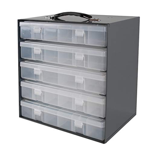 Durham 290-95 Gray Cold Rolled Steel Rack for 5 Small Plastic Compartment Boxes, 11-1/4" Width x 10-3/4" Height x 6-3/4" Depth