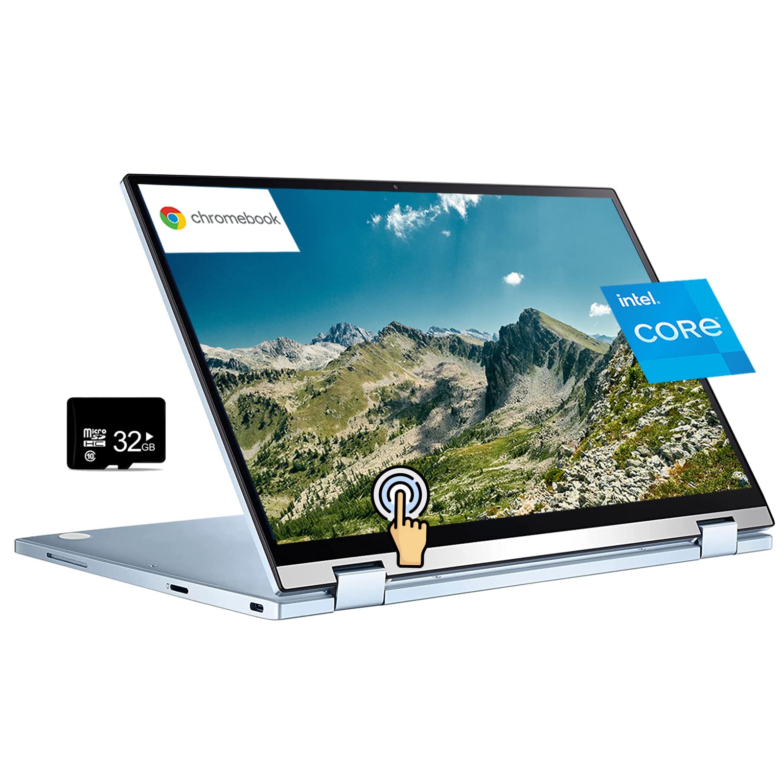 ASUS 2022 Chromebook Flip 14'' FHD 2-in-1 Touchscreen Convertible Laptop Computer for Home and Student, Intel Core M3-8100Y, 8GB RAM 64GB eMMC + 32GB SD Card, HD Graphic, Webcam, Chrome OS