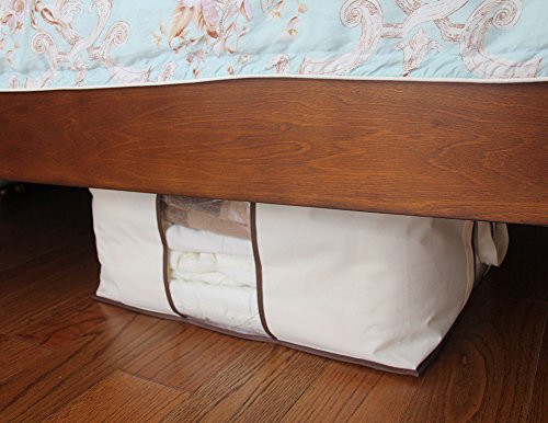 MISSLO Jumbo Zippered Storage Bags for Closet King Comforter, Clothes, Blanket Organizers Heavy Fabric Space Saver