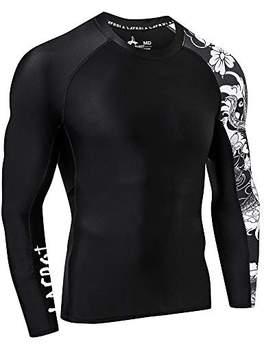 LAFROI Men's Long Sleeve UPF 50+ Baselayer Skins Performance Fit Compression Rash Guard-CLYYB Asym Dragon Size SM