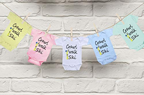 Crawl Walk Ski -Cute Snow Skiing winter sports Baby bodysuit onesie & bib Set