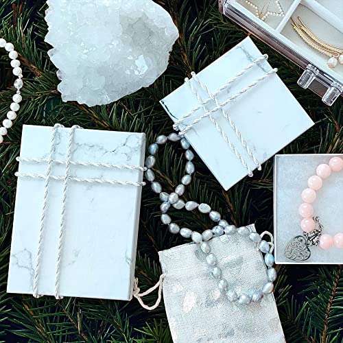 TheDisplayGuys 100-Pack #21 Cotton Filled Cardboard Paper Jewelry Box Gift Case - Marble White (2 5/8" x 1 5/8" x 1")