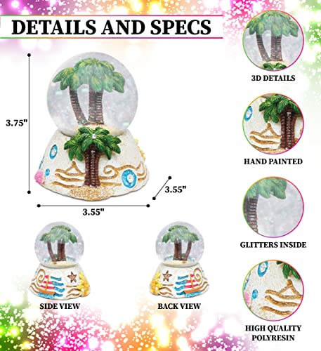 COTA Global Palm Tree Stone Snow Globe - Sparkly Water Globe Figurine with Sparkling Glitter, Collectible Novelty Ornament for Home Decor, for Birthdays, Christmas and Valentine's Day