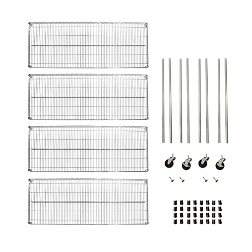 Seville Classics UltraDurable Heavy Duty NSF Solid Steel Wire Rack Storage Unit, Organizer for Garage, Warehouse, Office, Restaurant, Classroom, Kitchen, Steel, 4-Tier Shelving, 60" W x 24" D