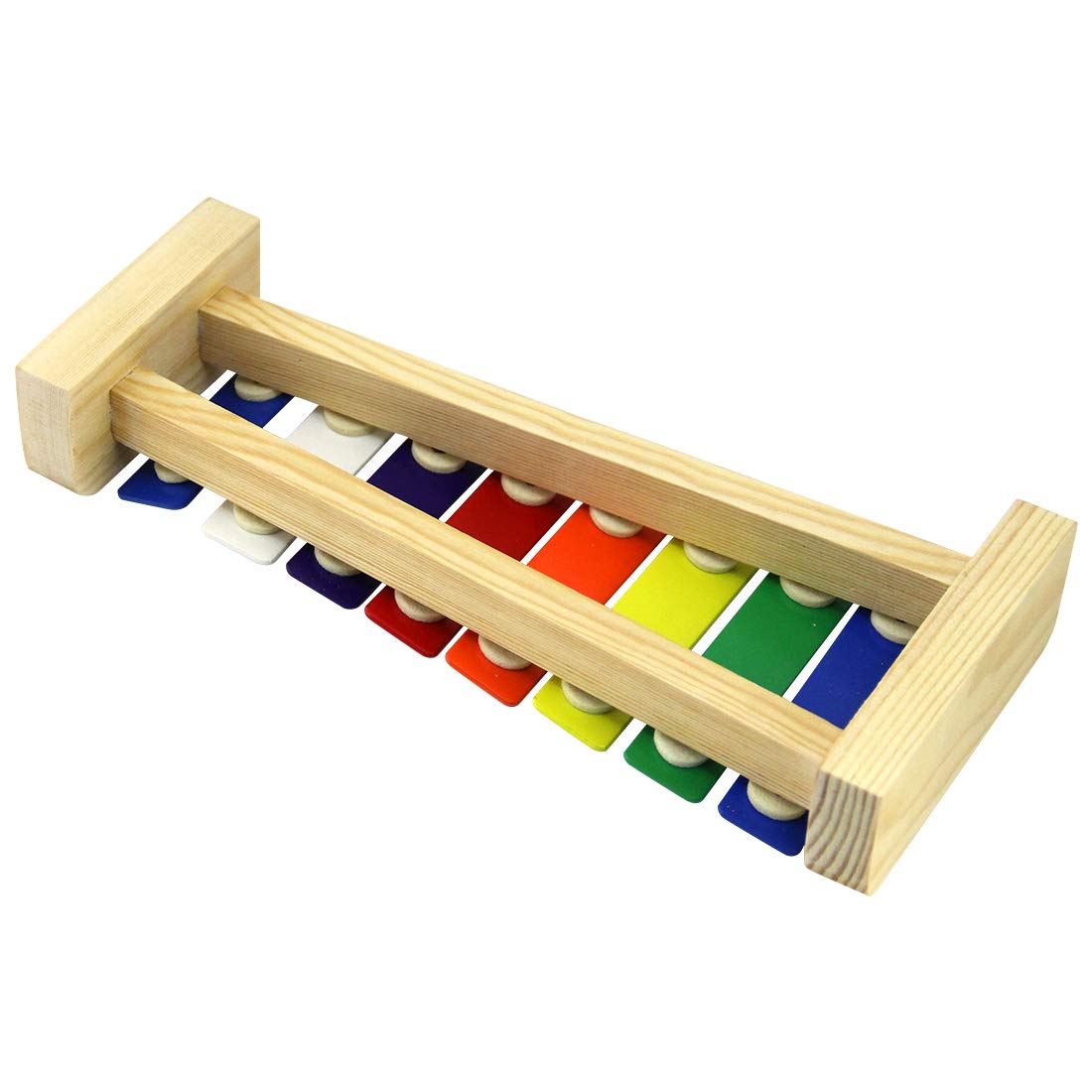 Clifton Wooden 8-key Xylophone Accurately Tuned Glockenspiel Colorful Metal Keys with Engraved Notes (Natural Wood)