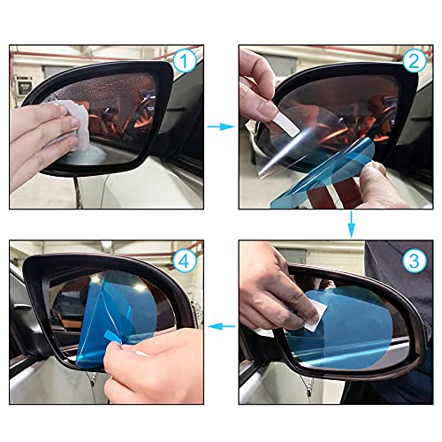 X AUTOHAUX 2pcs Oval Car Rearview Mirror Nano Film Anti Rain Waterproof Side Window Clear Protective Sticker 150mm x 98mm