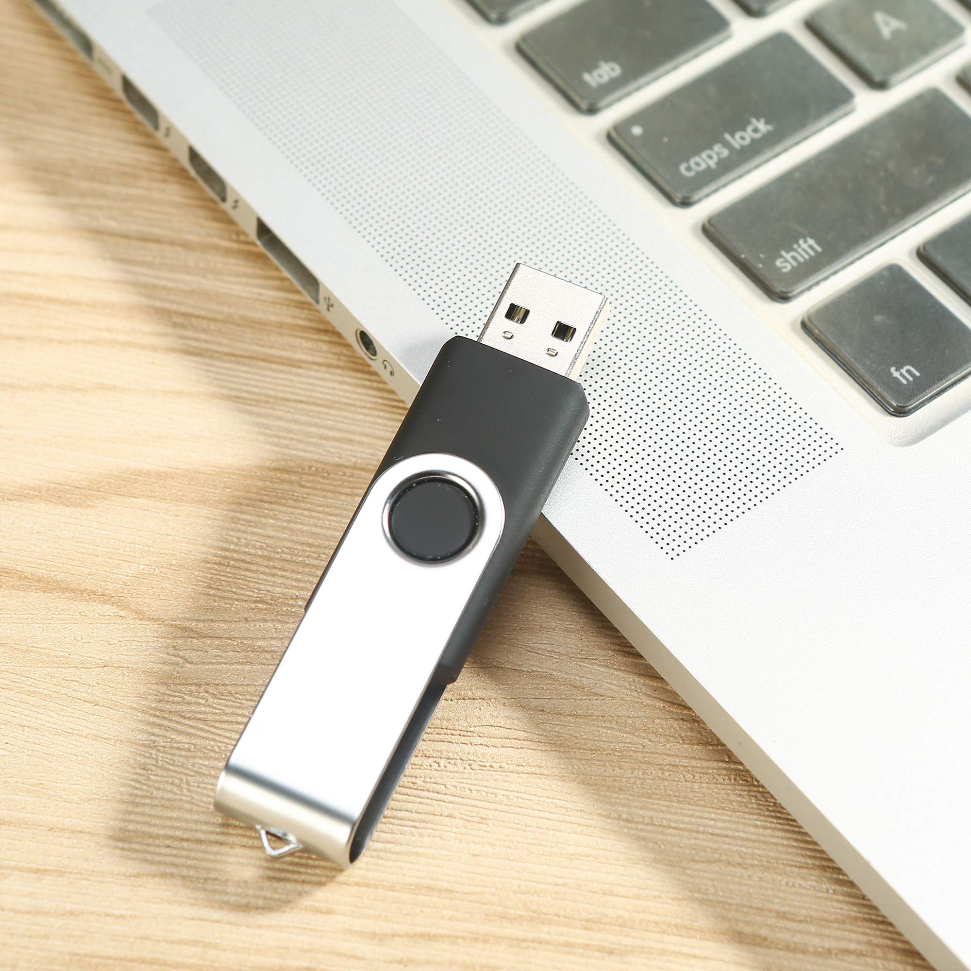 8GB Flash Drive 5 Pack, USB Thumb Drives Memory Stick Swivel Pen Drive Jump Drive with LED Light for Data Storage Backup (8G, 5 Mixed Colors: Black Blue Green Red White)