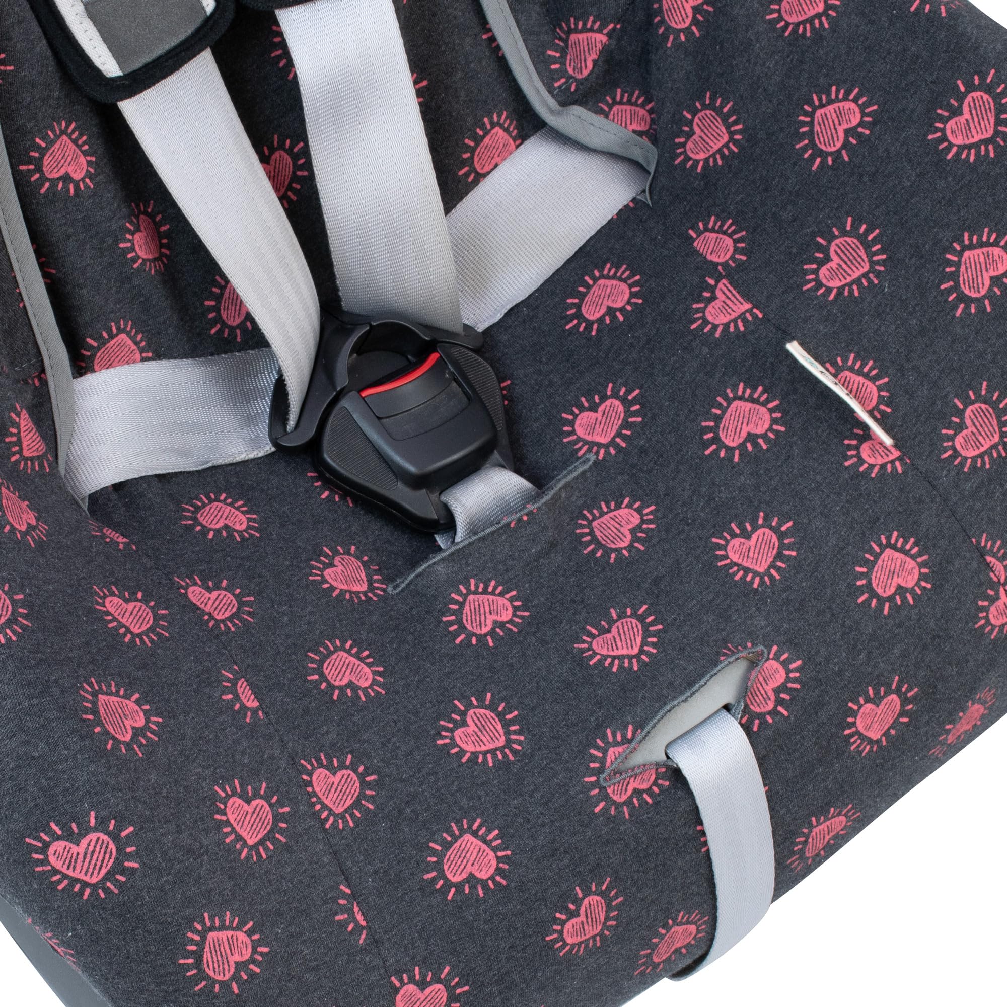 JYOKO Kids Cover Liner Universal Car Seat Compatible with Britax, Chicco, Mico (Without Head Support) (Flúor Heart)