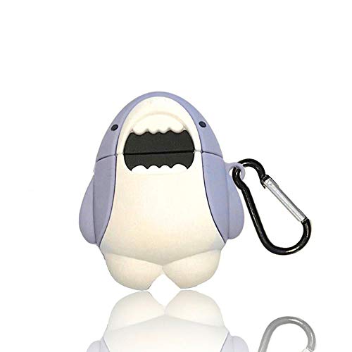 XYFS Compatible with Airpods 1/2 Case Cover, 3D Cute Cartoon Funny Fun, Silicone Air pods Stylish Chic Character Skin Keychain Kits,Stylish Girl Child Teen boy Airpods case (Cute Shark)
