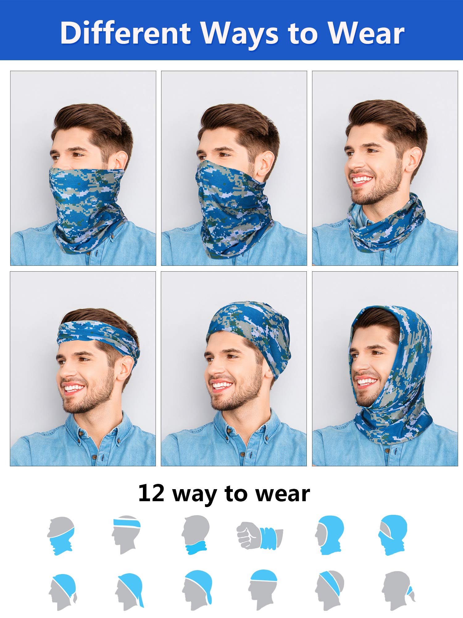 8 Pieces Summer UV Protection Neck Gaiter Scarf Balaclava Breathable Face Cover Scarf