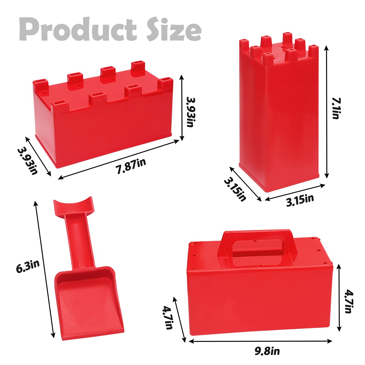 BeneFine Snow Fort Building Block,Snow Brick Maker, Sand Castle Mold,Beach and Snow Toy Brick Form for Kids,Outdoor Winter and Summer Fun Toys(4PCS)