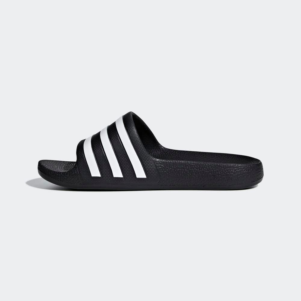 adidas unisex child Adilette Aqua Water Shoe, Core Black/White/Core Black, 1-13 Big Kid US