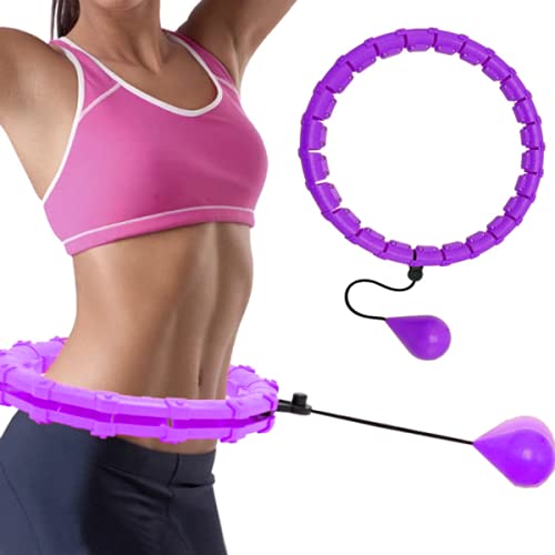 A Game - Weighted Hoola Hoop - 24 Detachable Knots for Youth, Adult - Exercise and Massage 2 in 1 Slimming Tool (Purple)