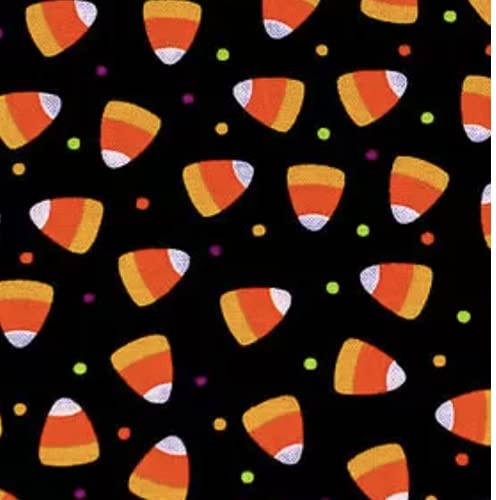 Nikki Knick Knacks Halloween Candy Corn Dot Cotton Fabric by The Yard Yellow 44 Inches