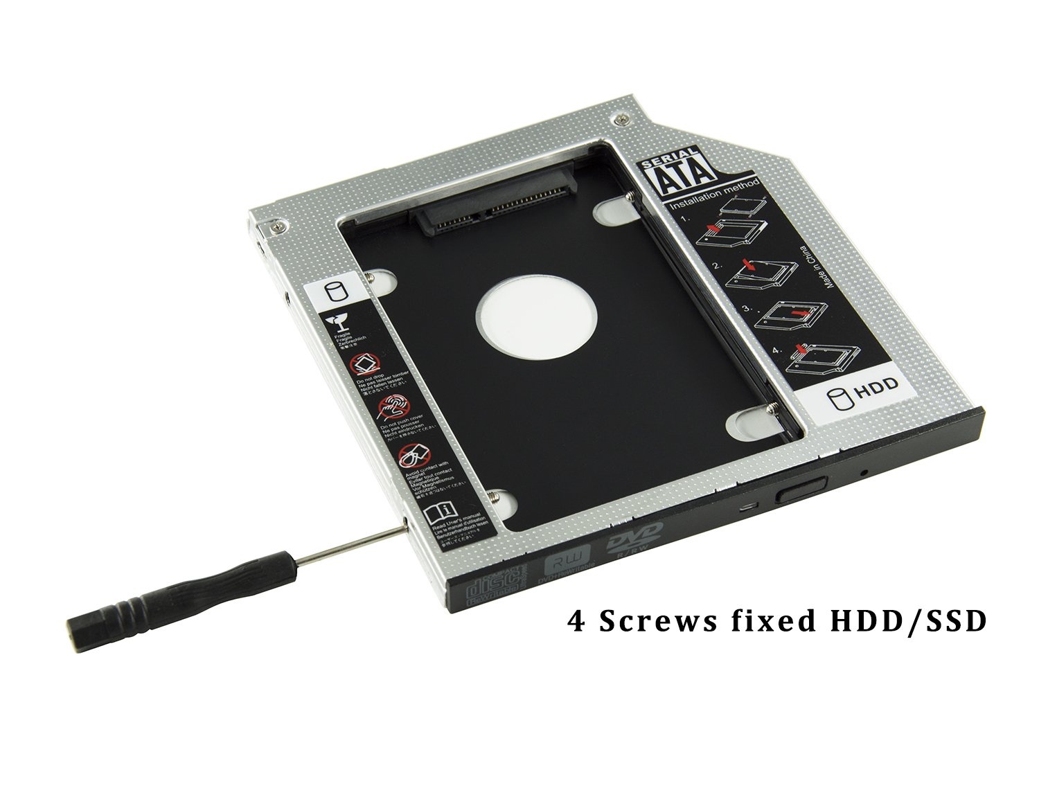 HIGHFINE Universal 9.5mm SATA to SATA 2nd SSD HDD Hard Drive Caddy Adapter Tray Enclosures for DELL HP Lenovo ThinkPad ACER Gateway ASUS Sony Samsung MSI Laptop