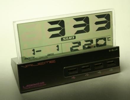 e-Blue 7-Port USB Hub Alarm Clock EHB032I00