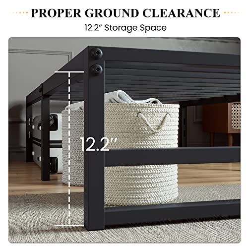 SHA CERLIN Twin Size Metal Bed Frame, 14 Inch Heavy Duty Platform Bed, High Under Bed Storage Space, Steel Slats Support up to 1000 lbs, No Box Spring Needed, Mattress Anti-Slip Design, Noise Free