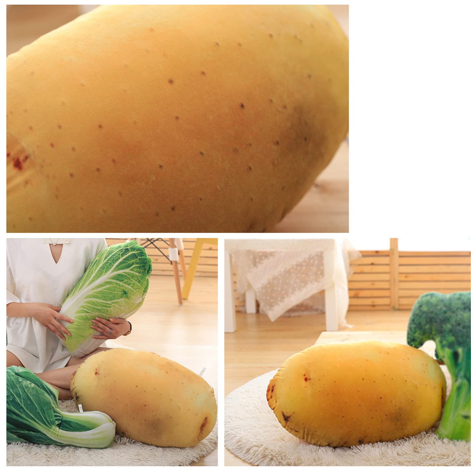 ASkinds 3D Potato Plush Pillow, 19.5" Plush Stuffed Toy Sofa Bed Decorative Vegetables Throw Pillow(Big Size)
