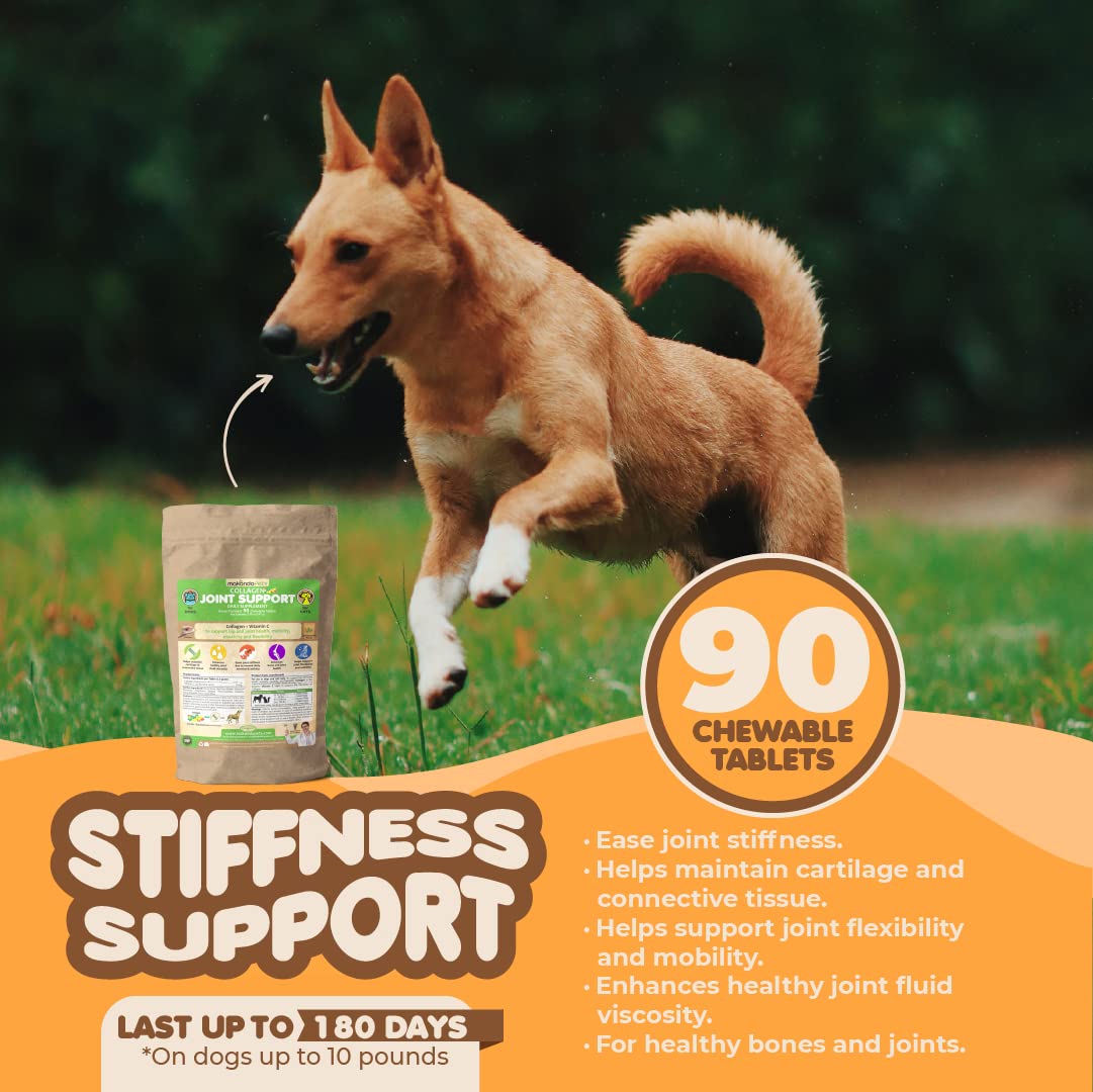 Makondo Pets - Collagen for Dogs & Cats - Collagen Supplements for Joint Health - Vitamin C Supplement for Joint Mobility - Joint Support Supplement for Dog & Cats - Bacon Flavored Tablets (90 Count)