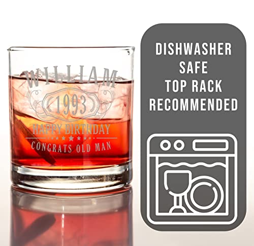 Personalized Etched 11oz Whiskey Glass - Custom Engraved Bourbon Customized Birthday Gifts for Men, Dad Scotch Drinking Glasses, Groomsmen Gifts, Liquor Cocktail Rocks Old Fashioned, Bernard