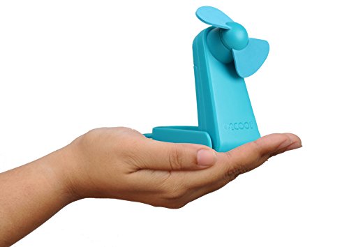 O2COOL Personal Battery Pocket and Table Desk Fan - Carabiner Clip - Flip Down Stand - Quiet - Foam Blades - Teal