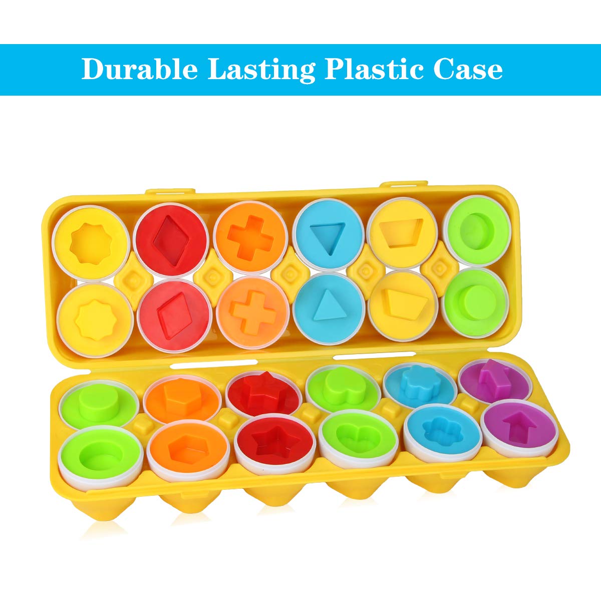 Aitey Matching Egg, Toddler Educational Easter Egg Toys Shapes and Colors Learning Toys Matching Egg Set for Kids Boy Girl Gift 3 Year Old and Up (12 Eggs)