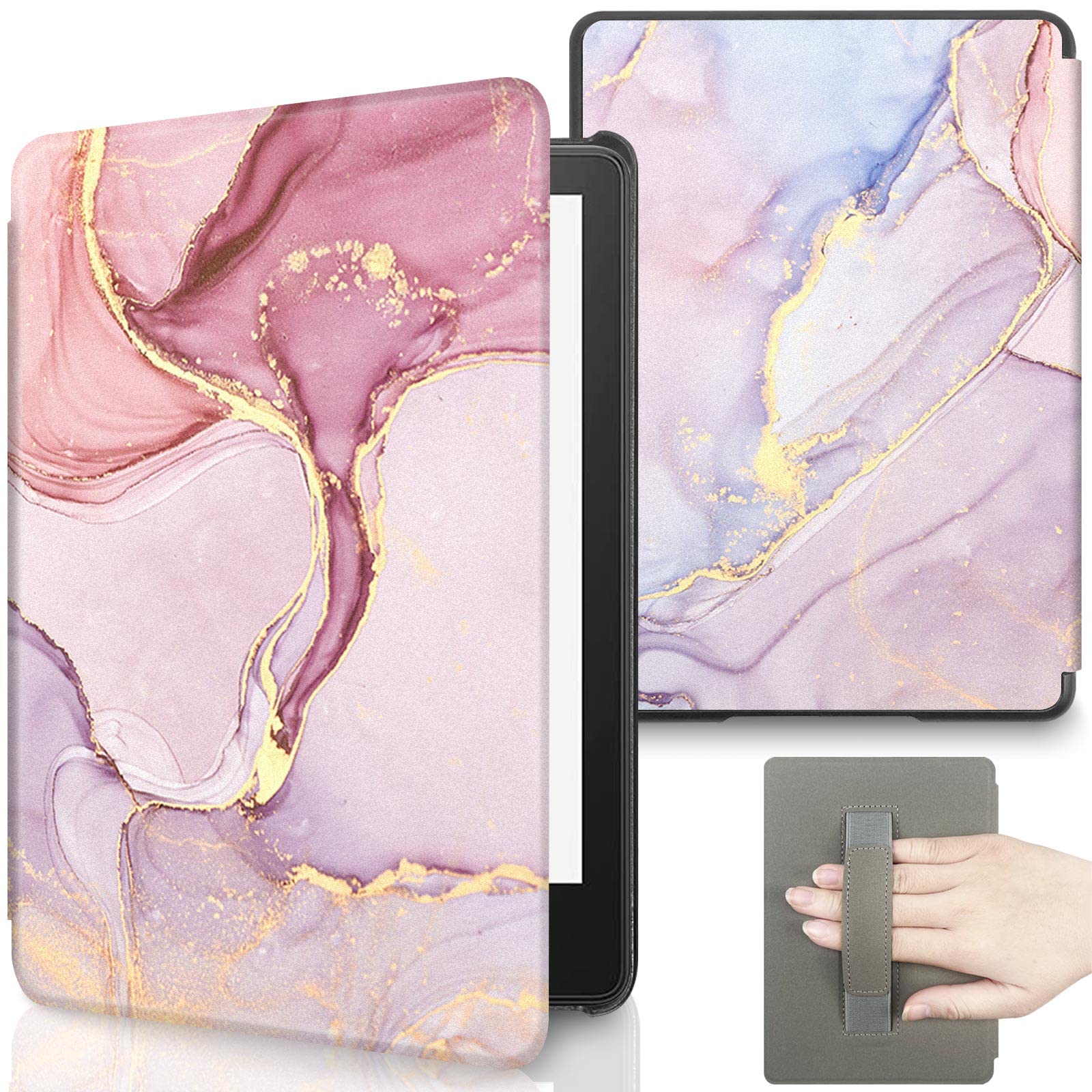 Aippdo Case for 6.8” Kindle Paperwhite 11th Generation 2021- Premium Lightweight Book Cover with Auto Wake/Sleep for Kindle Paperwhite 2021 Signature (Pink Marble)