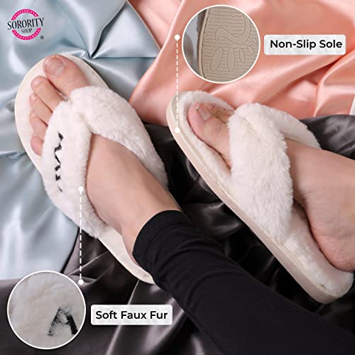 Sorority Shop Zeta Phi Beta Fuzzy Slippers Women (Large, numeric_9)