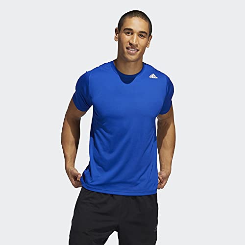 adidas mens FreeLift Sport Fitted 3-Stripes Tee Team Royal Blue Large
