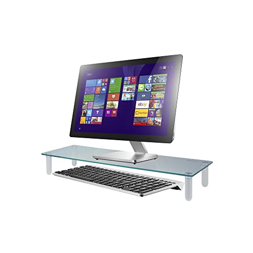 Kantek Glass Monitor Riser, 22" X 8.25" X 3.25", Clear, Supports 40 Lbs