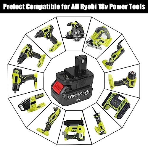 DM18RL Battery Adapter Compatible for Dewalt 20V & Milwaukee18V Lithium Battery Convert to Ryobi 18V P108 ABP1801 Battery, with USB Port