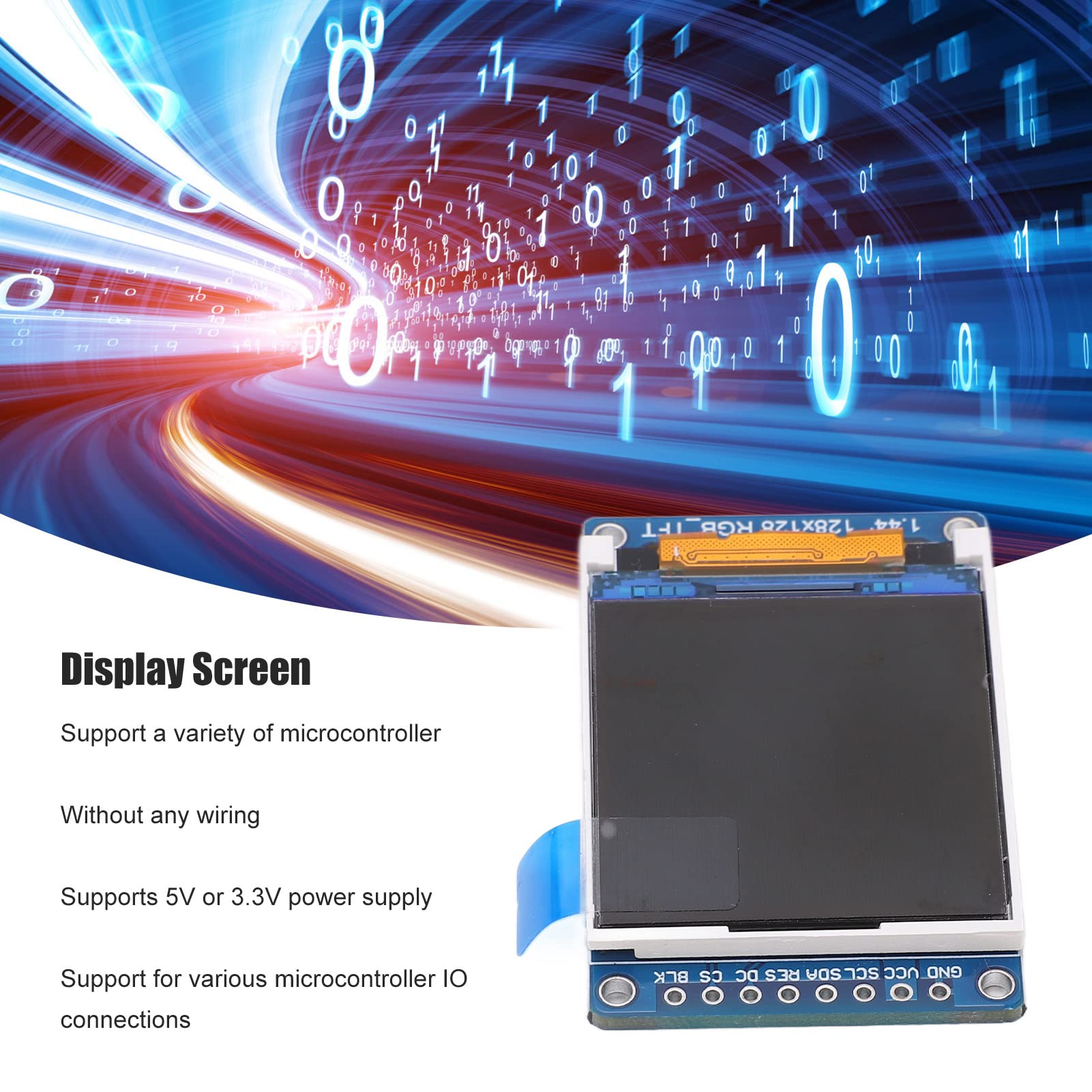 Aoutecen LCD Display, 1.44in Clear 128RGB X 128 Dots Color Display Compact for SCM