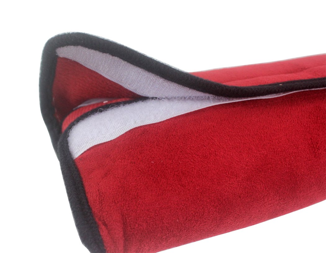 Hillento Auto Seat Belt Pillow Car Safety Belt Protect, Shoulder Pad, Headrest Neck Support, Adjust Vehicle Seat Belt Cushion for Kids, Children, Adult, Red