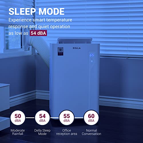 DELLA 14,000 BTU with Heat Pump Smart WiFi Enabled Portable Air Conditioner, Electric Auto Swing Fan Dehumidifier AC Unit with Remote Control Window Kit, Cools Up To 650 Sq. Ft.