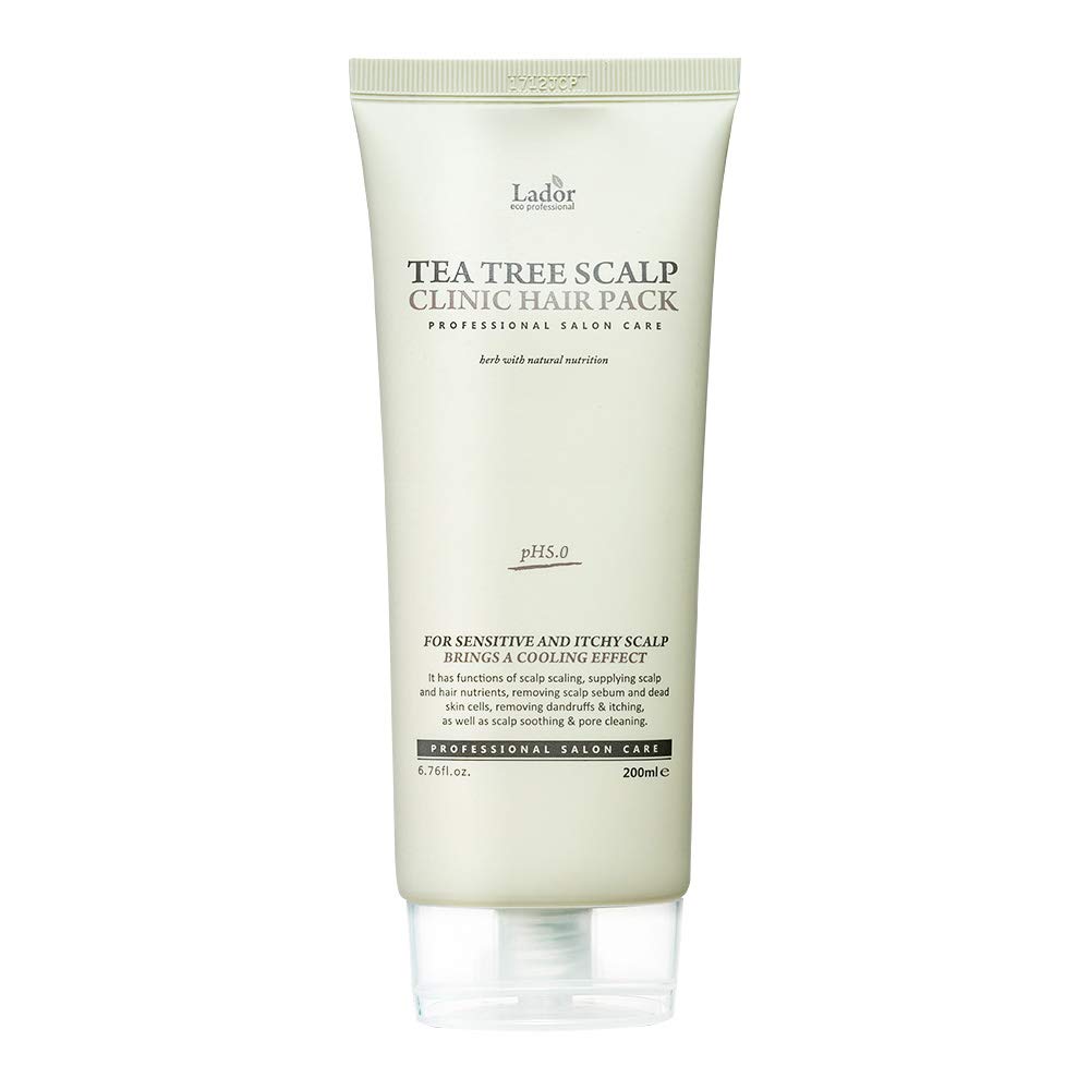 LA'DOR Hair Conditioner - Tea Tree Scalp Clinic Hair Pack, 6.76 Fl Oz - Calming & Nourishing with Snail Mucin, Green Tea, Aloe for Itchy Sensitive Dry Flaky Damaged Scalp