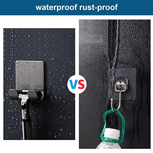 Diesisa Razor Holder for Shower + Adhesive Wall Hooks, Premium 304 Stainless Steel Shower Razor Holder with Heavy Duty Waterproof Sticky Hooks for Hanging Towels, Coat, hat (2+2 Pack)
