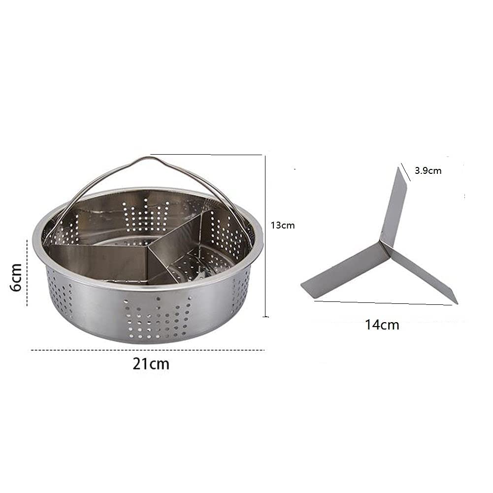 beiyoule Stainless Steel Steamer Basket Rack - Steamer Holder Trio Separator Set, Vegetables Steaming Stand for Pressure Cooking