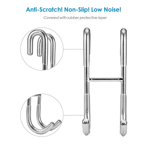 Simtive Shower Door Hooks (2-Pack), Towel Hooks for Bathroom Frameless Glass Shower Door, Shower Squeegee Hooks, Silver