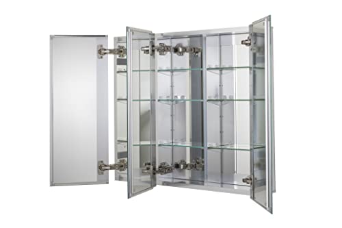 Croydex Thurmond Tri-View, Recessed or Surface Mount Medicine Cabinet, 30W x 26H, Aluminum
