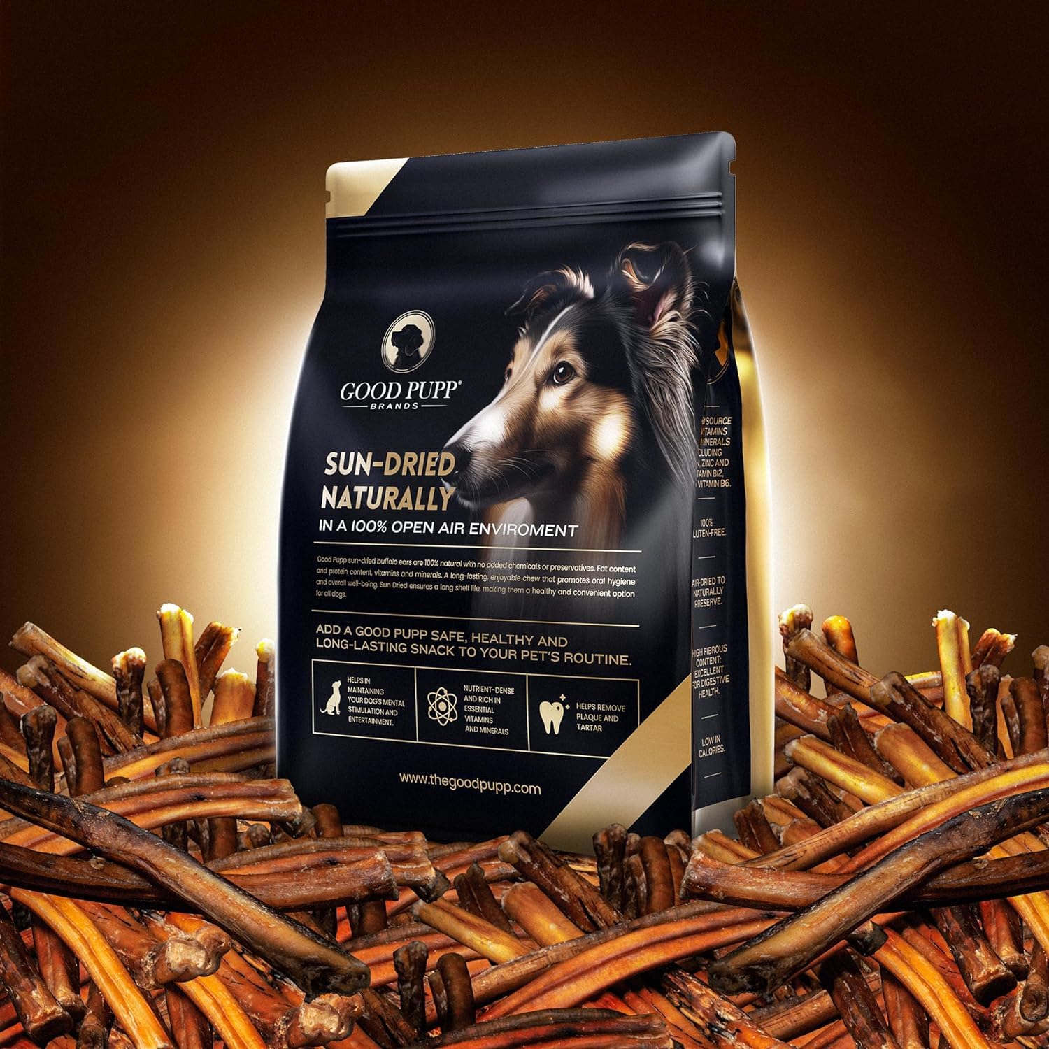 The Good Pupp 100% Natural Beef Bully Sticks for Dogs - 9 Inch, Sun-Dried, Rough Cut Bully Sticks, Large Dog Bully Chews, Rawhide-Free (10 Pack)
