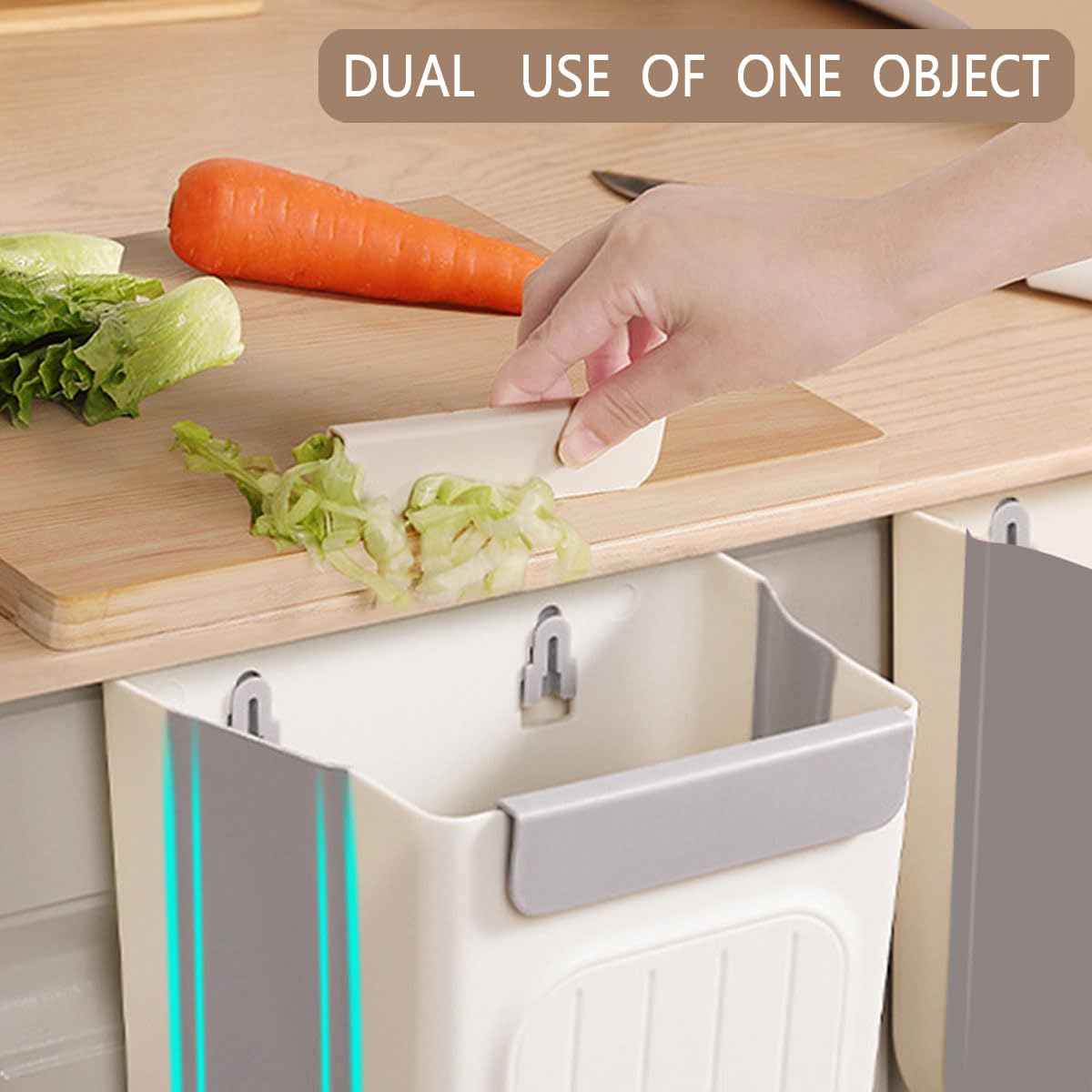 AMANGSCO Kitchen Garbage Can 2 Pcs, 2.9 Gallon Small Hanging Trash Can, Collapsible Kitchen Trash Can, Plastic Trash Bin for Kitchen Under Sink, Office Desk Countertop, Bathroom, Bedroom