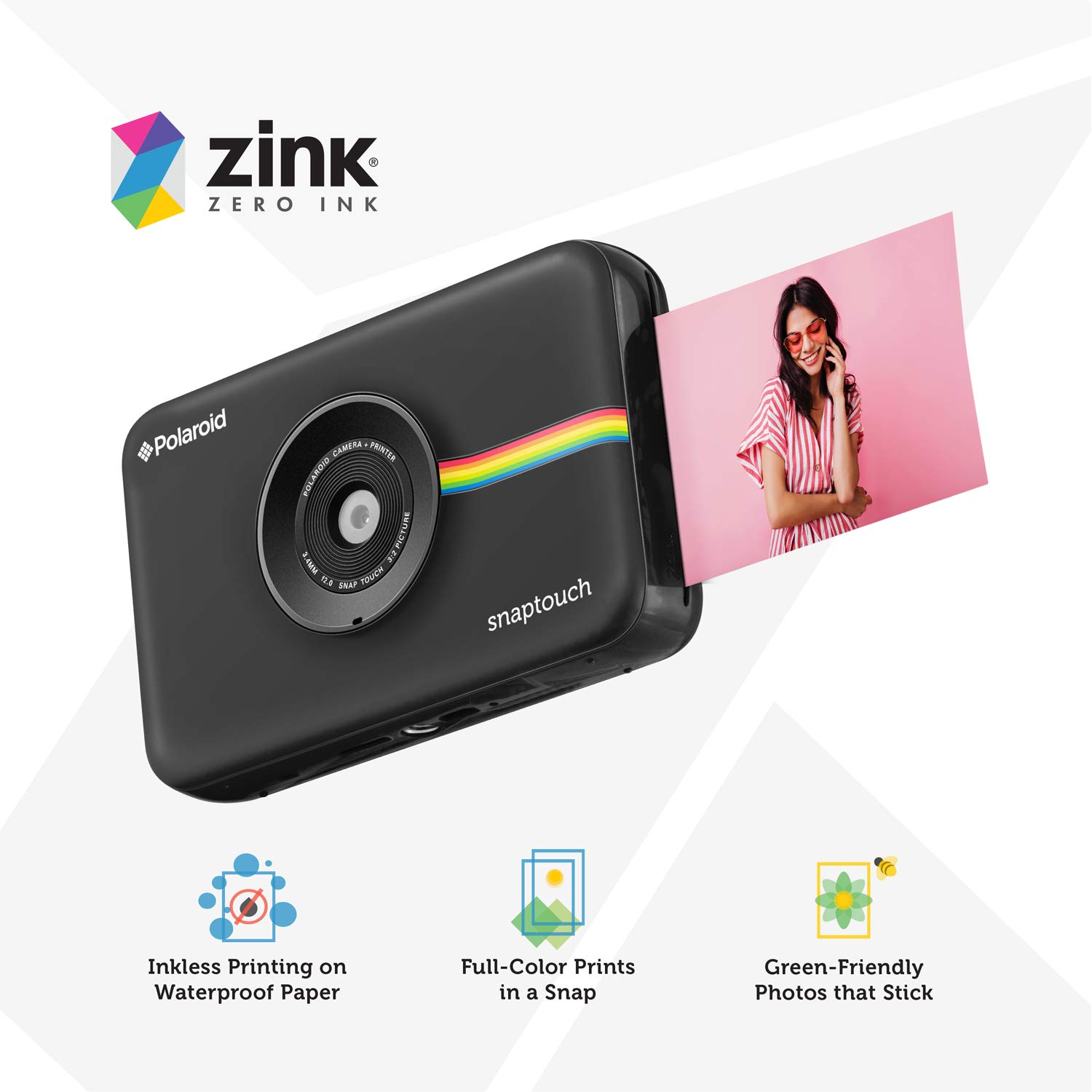 Zink Polaroid SNAP Touch 2.0 β 13MP Portable Instant Print Digital Photo Camera w/ Built-In Touchscreen Display, Black