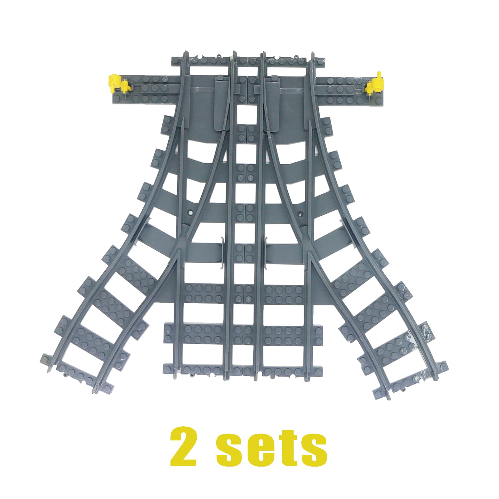 City Train Track - 2 Sets Track Switch Accessories Building Block, Road Flexible Rails Bricks Toys