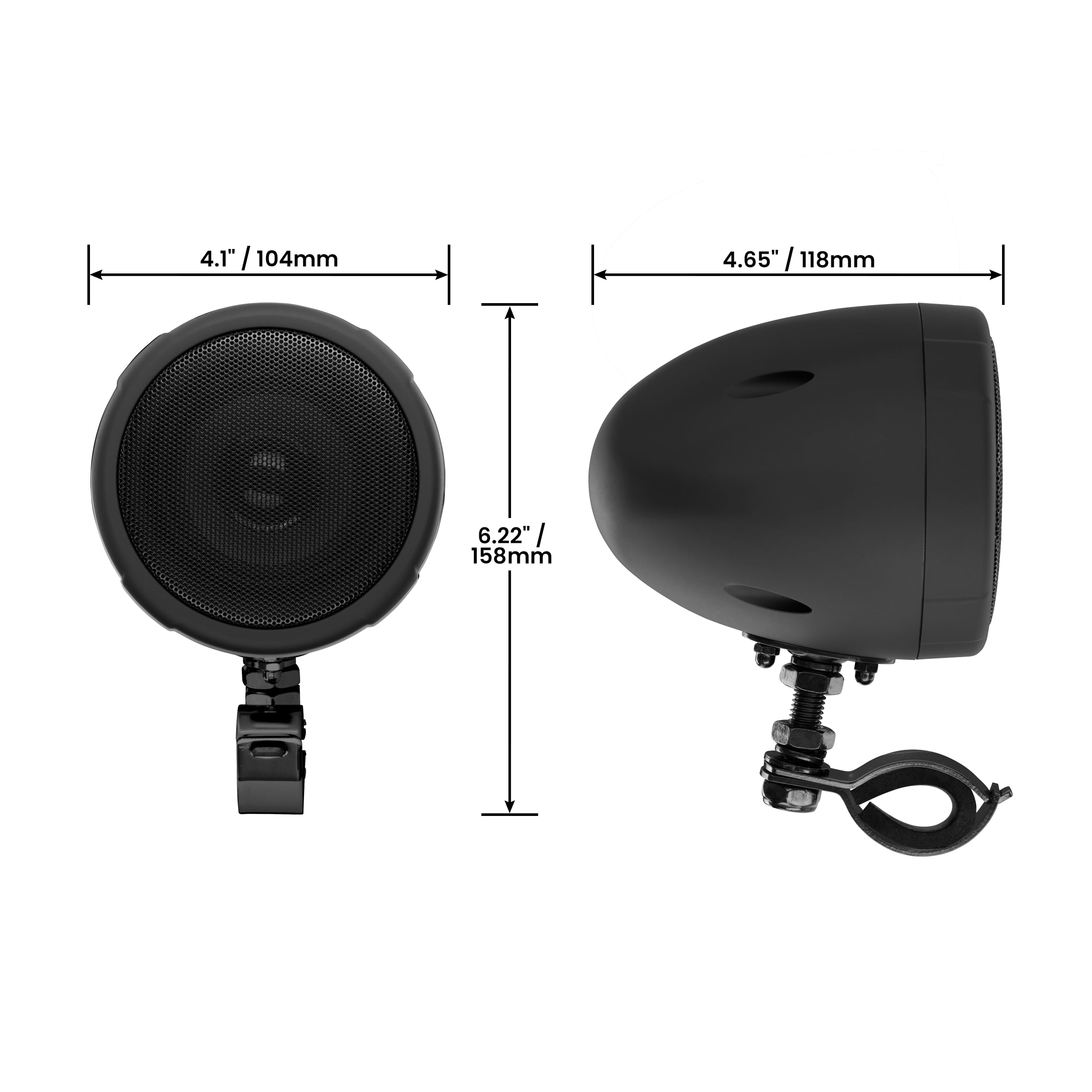 BOSS Audio Systems MCBK425BA 3 Inch Motorcycle Speakers β Built-in Bluetooth Amplifier, Weatherproof, Volume Control, ATV UTV Compatible