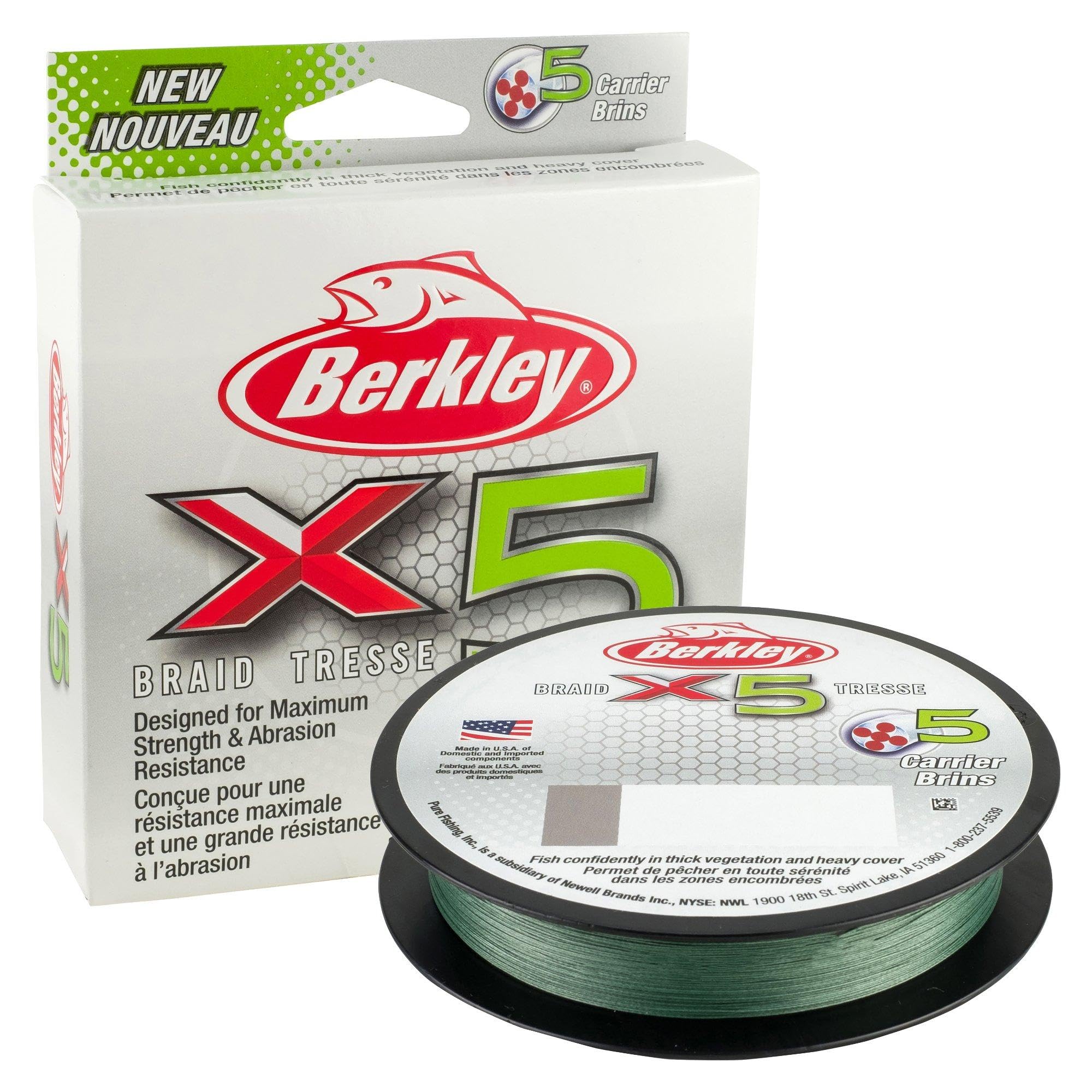 Berkley x5 Braid Superline, Crystal, 15-Pound Break Strength, 2188yd Fishing Line, Suitable for Freshwater and Saltwater Environments