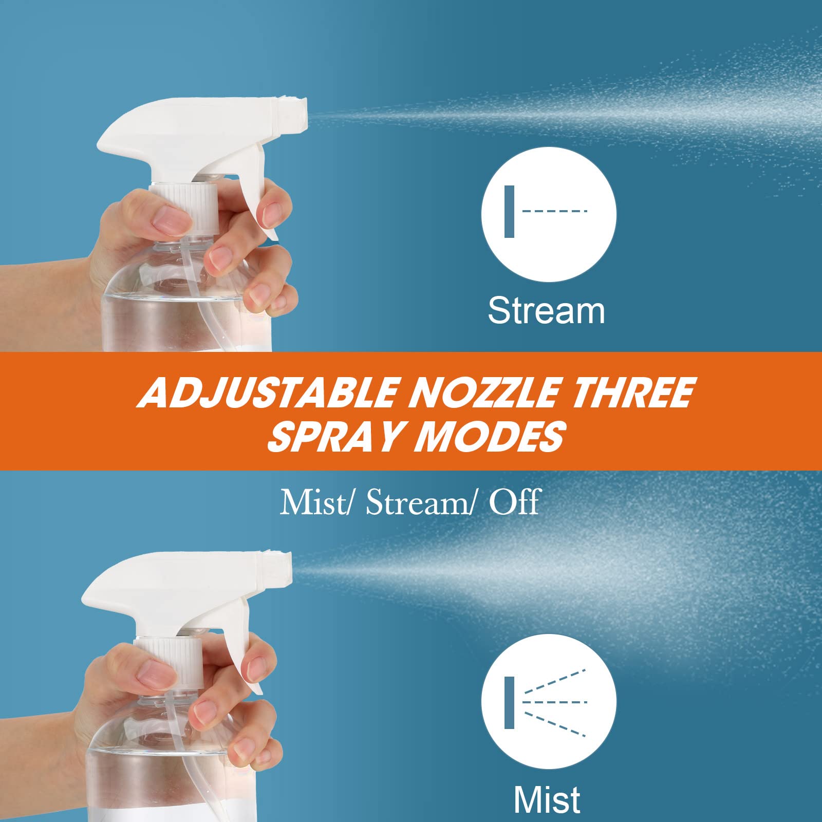 8 Packs 16.9 oz Plastic Spray Bottle Clear Empty Spray Bottles Refillable Container Squirt Bottle with Adjustable Head Sprayer and Stream Water Spray Bottle for Hair, Essential Oils, Cleaning Products