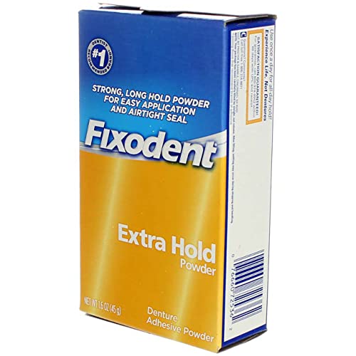 Fixodent Denture Adhesive Powder Extra Hold - 1.6 oz, Pack of 3