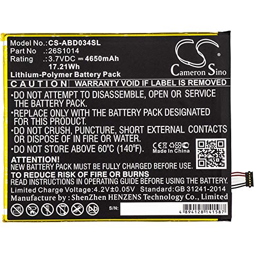 CS Cameron Sino Replacement for AZ 26S1014 SX034QT MC-31A0B8 KD Fire 8 7 Generation KD Fire 8.7 SX0340T 58-000181 58-000219 Battery
