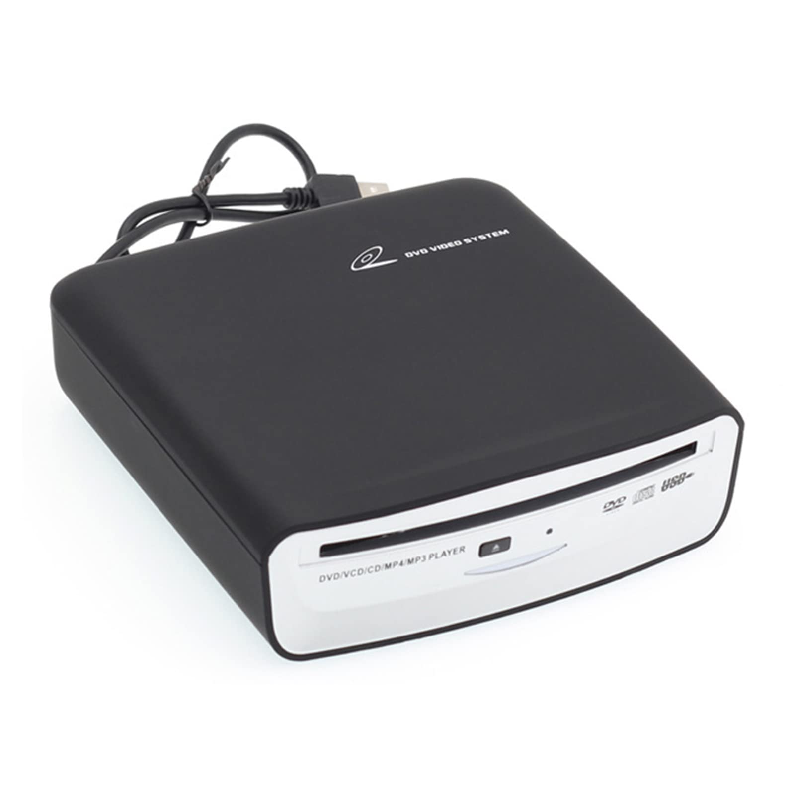 ASVEGEN USB External CD Drive VCD DVD MP4 Player for Car Android, Black & Silver