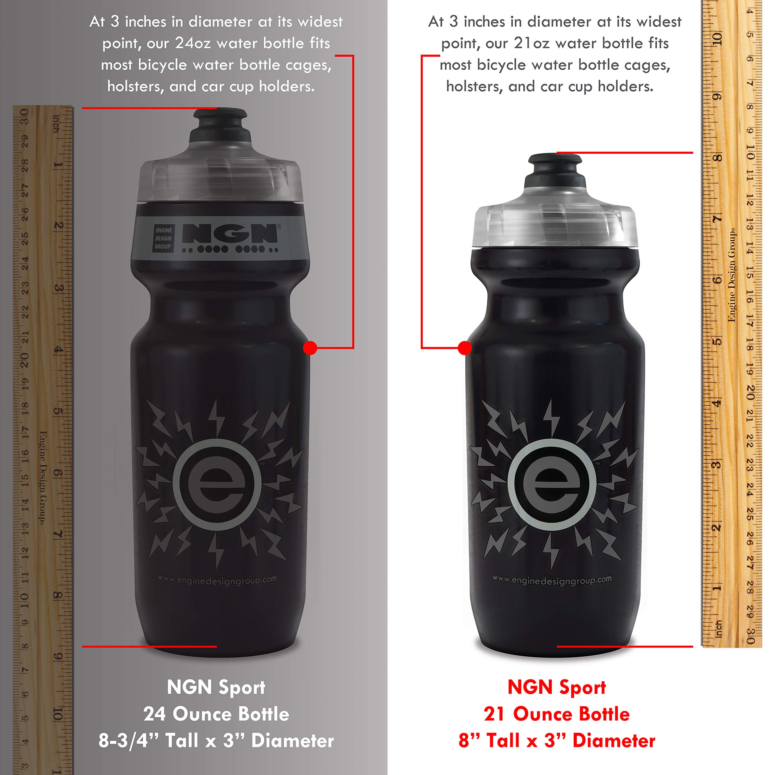 Engine Design Group NGN Bicycle | Bike Water Bottle for Triathlon, MTB, and Road Cycling by Specialized Bikes - 21 oz (2-Pack)